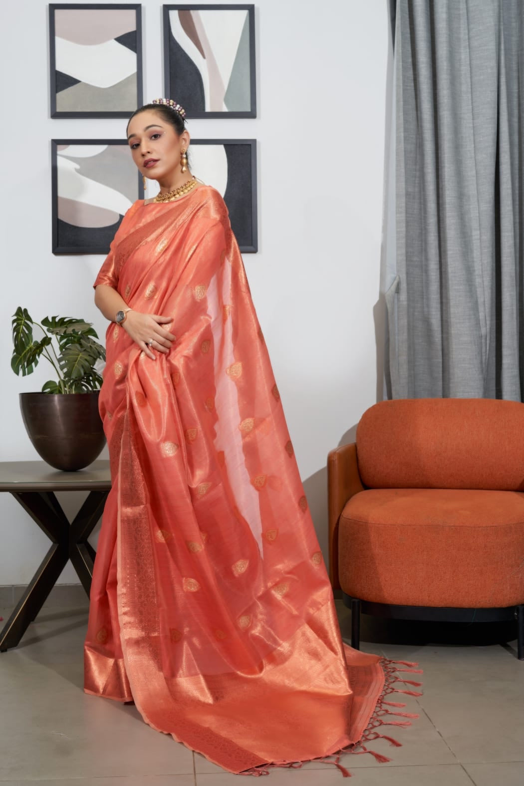 Tissue Sarees | Designer Tissue Saree - Jhakhas.com