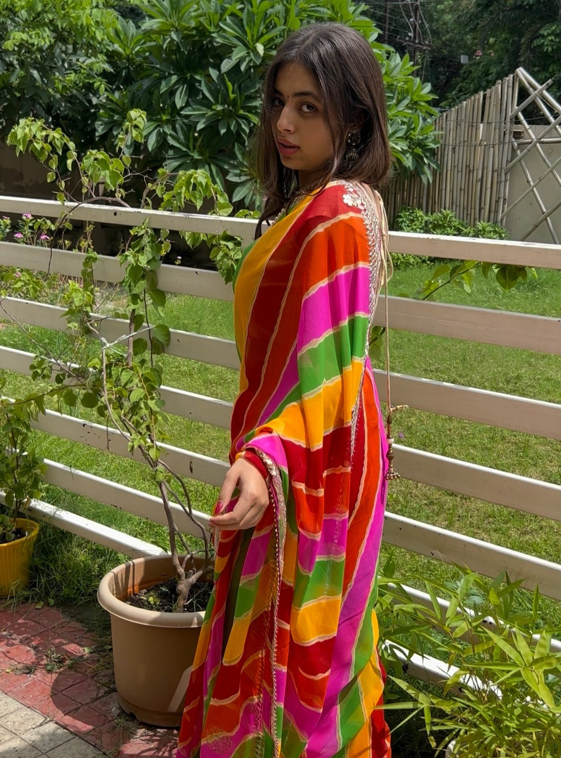 Multi Color Gota Patti Bandhej Saree|Buy Traditional Saree|Jhakhas