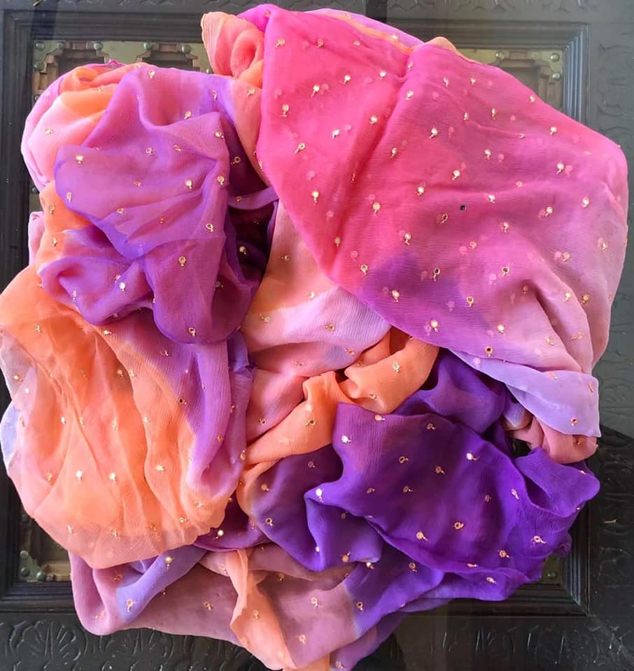 Chiffon Multicolor Mirror Work Saree|Shop Pure Chiffon Handwork Saree ...